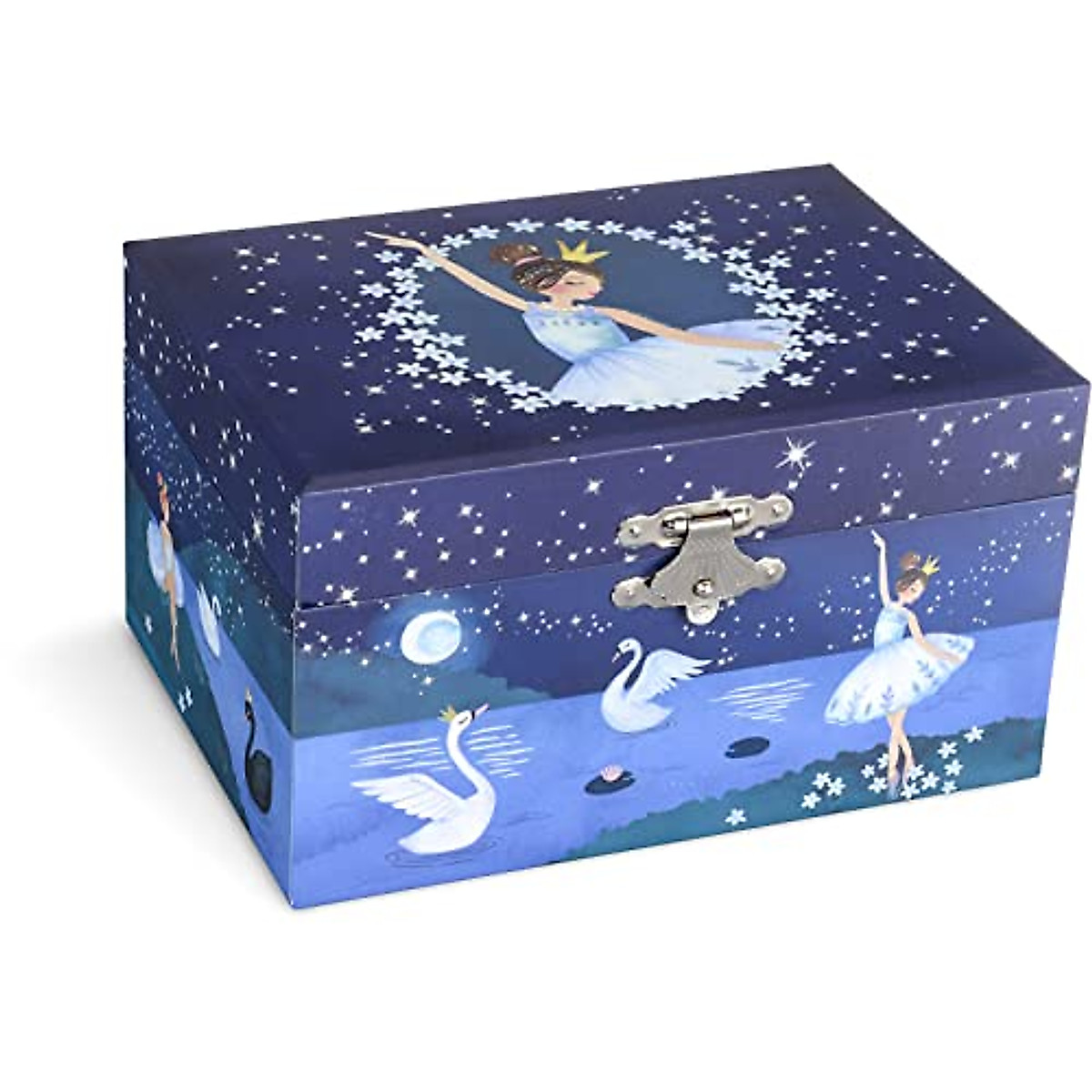 Jewelkeeper Girl's Musical Jewelry Storage Box with Spinning Ballerina, Glitter Design, Swan Lake Tune