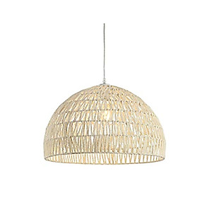 JONATHAN Y JYL6504A Campana 20" 1-Light Bohemian Modern Woven Rattan/Iron LED Pendant Farmhouse Coastal Adjustable Dining Room Living Room Kitchen Island Foyer Bedroom Hallway, Cream