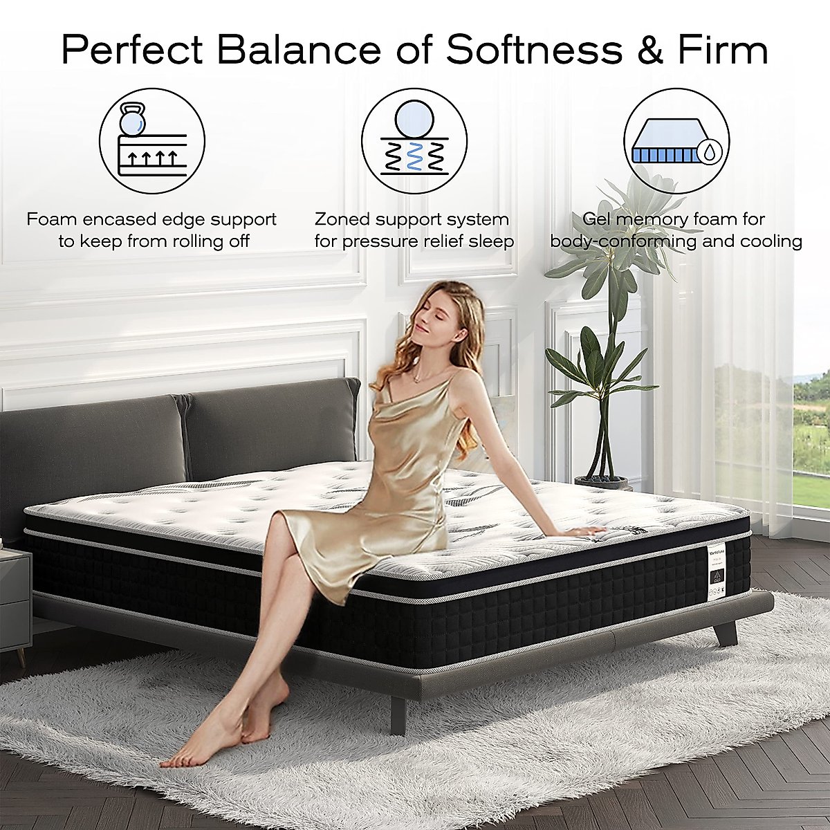 Martisiluna YM-QU 10.5 Inch Hybrid Gel Memory Foam Mattress in a Box with Individually Wrapped Coil Innerspring and Enhanced Edge Support, Twin