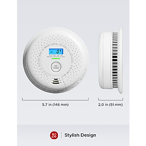 X-Sense Smoke Detector Carbon Monoxide Detector Combo, 10-Year Battery Smoke Detector with Display, Standalone Model SC01, Single Pack