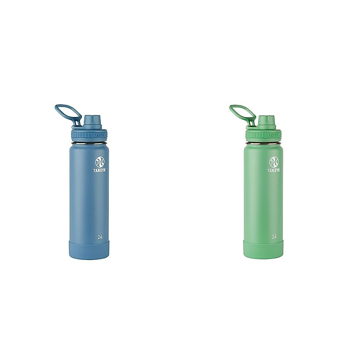 Takeya Actives Insulated Stainless Steel Water Bottle with Spout Lid, 24 Ounce, Bluestone & Actives Insulated Stainless Steel Water Bottle with Spout Lid, 24 Ounce, Mint