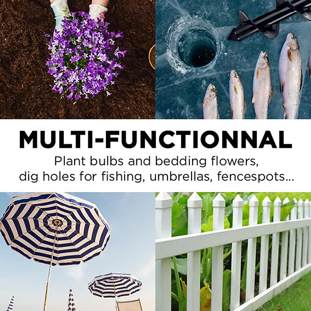 Jardilex Auger Drill Bit for Planting – 3×12 Inch + 1.6×9 Inch set – Garden Spiral Auger Bit for bedding plants, planting bulbs, umbrella holes - Save your back and your – free Plant Labels and Marker