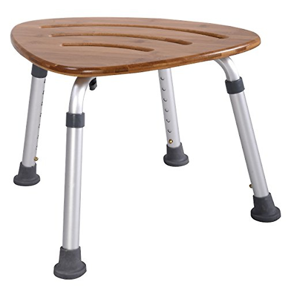 Goplus Bamboo Bath Seat, Waterproof Bathroom Shower Seat,Spa Massage Chair, Triangular Fanshaped with Slip-Resistant Rubber Bathroom Organizer, Weight Capacity: 350 Lbs