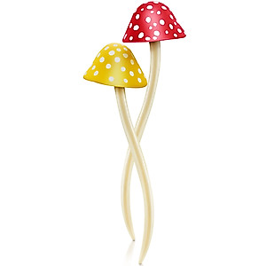 Taiyin Hair Clip Mushroom Hair Sticks, 2 Pcs Christmas Hair Sticks for Long Hair, Cute Print Hair Sticks Accessories for Women/Girls, Red, Yellow