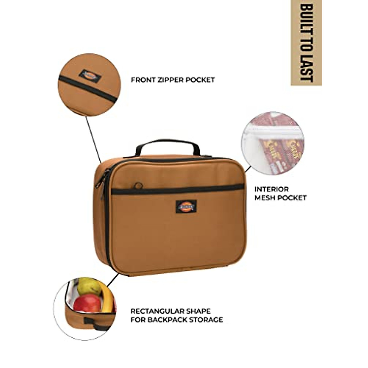 Dickies Kids Insulated Lunch Bag for School, Thermal Reusable Lunch Box for Kids, Boys, Girls - 8 Years Old and Up (Brown Duck)