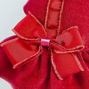 Fitwarm Dog Harness Dress with Leash Set, Christmas Dog Clothes for Small Dogs Girl, Cat Winter Apparel, Red, X-Small