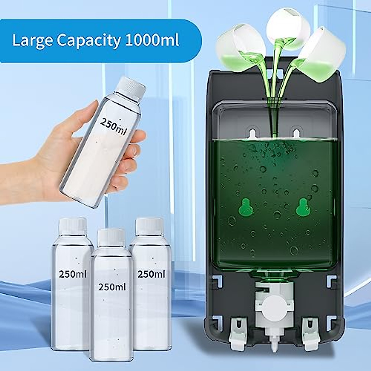 Manual Foam Soap Dispenser, 35oz (1000mL) Commercial Refillable Foaming Soap Dispenser-Dark Grey, CHUANGDIAN