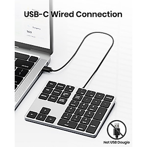Kisnt Wired USB-C Number Pad, Slim Type-C Numpad 34 Key Numeric Keypad Portable 10 Key USB Keypad for Laptop, Apple Mac iMac MacBook Pro/Air, Windows PC