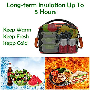 LOKASS Lunch Box Insulated Lunch Bag Leakproof Cooler Bag Large Drinks Holder Wide-Open Snacks Organizer with Shoulder Strap for Men Women Adult Work School Picnic Beach Camping Hiking, Black(16L)