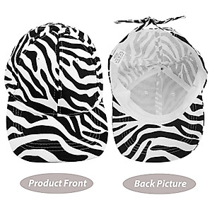 VALICLUD Cow-Stripe Baseball Cap Zebra Print Peaked Cap Cotton Linen Peaked Hat Outdoor Sun Hat for Women Girls White