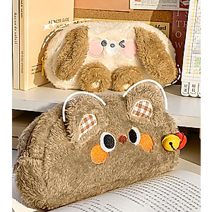 UNMULFC Cute Cosmetic Bag Travel Makeup Pink Bunny Large Kawaii Pencil Case Pouch Bag Organizer Aesthetic Box Home Airport Airline (pink bunny)