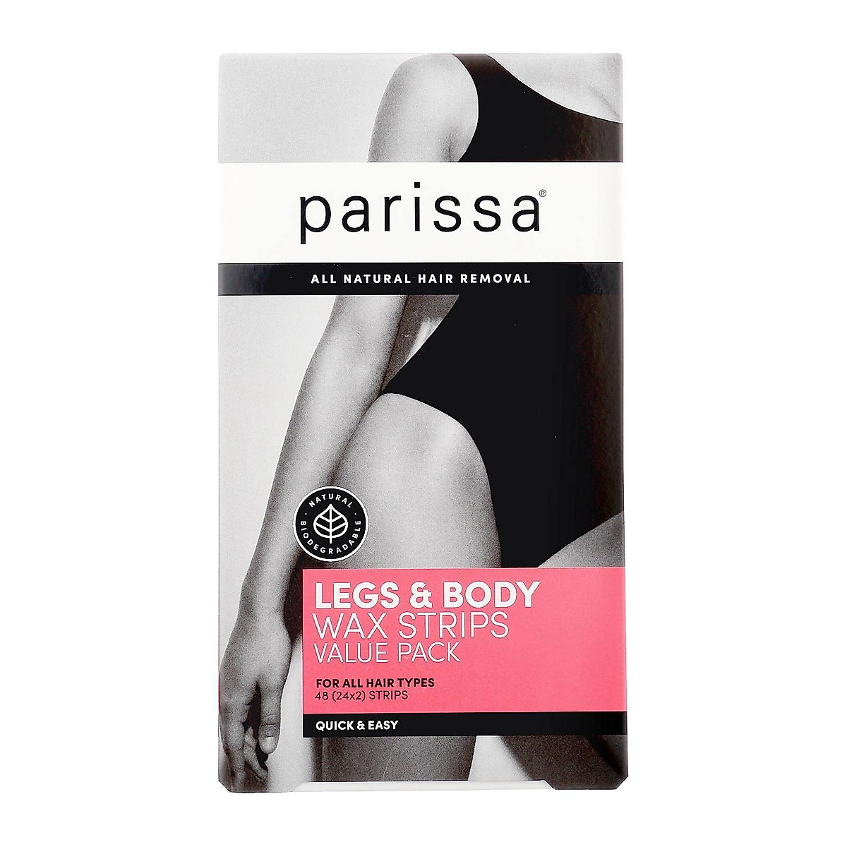 Parissa Legs & Body Wax Strips Kit Value Pack for Body Hair Removal, At-Home Waxing Kit with Ready-to-Use Large Wax Strips, 5ml Aftercare Oil, Suitable for All Hair Types, Skin-Safe (48 Pack)