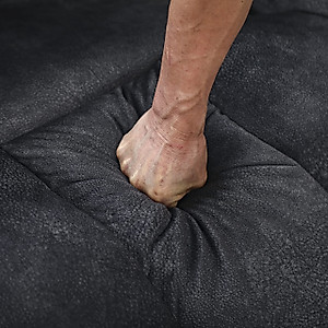 PUG258Y Lift Chair for Big and Tall Person with Inconvenient Legs: 9688 High Density Foam Lift Sofa with Heat and Massage, 2 Pockets, 2 Cup Holder, 2 Remote, OKIN Motor, Fabric - Granite Black