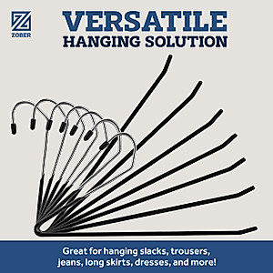 ZOBER Slack/Trousers Pants Hangers - 20 Pack - Strong and Durable Anti-Rust Chrome Metal Hangers, Non Slip Rubber Coating, Slim & Space Saving, Open Ended Design for Easy-Slide Pant, Jeans, Slacks Etc