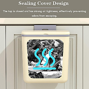 Kitchen Trash Can,Compost Trash Can,Hanging Trash Can for Kitchen Cabinet Door,Multifunctional Hanging Trash Can with Lid,8L/12L Small Kitchen Garbage Can,for Counter Top or Under Sink