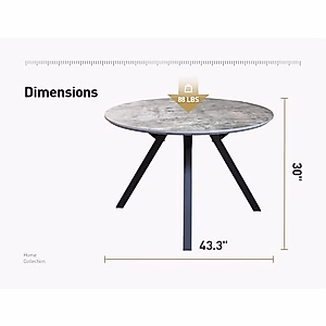 Acanva Small Round Dining Table for 4 Person, MDF & HPL Surface and Sturdy Base Structure, Modern Design for Kitchen, Living Room & Apartment, Easy Assembly, 43.3” Diam. x 30” H, Grey Concrete