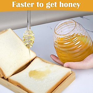 SlZKADY 15.5 Oz Honey Pot with Dipper and Lid,Glass Honey Jar,Honey Dispenser,Clear Glass Honey Container for Home Kitchen,Store Honey and Syrup,Easy to Clean