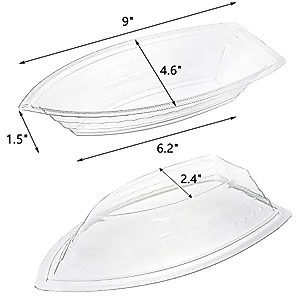 ZEAYEA 120 Pack Banana Split Boat Plate, 12 oz Disposable Plastic Food Boats, Food Grade Ice Cream Sundae Serving Bowls for Snack, Salad, Chip, Dessert Bowls for Party, Restaurants, Home