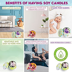 Pack of 4 beautiful rose quartz crystal infused scented soy candles with wooden and marble holders | Birthday gift set for women | aromatherapy and medidation candles