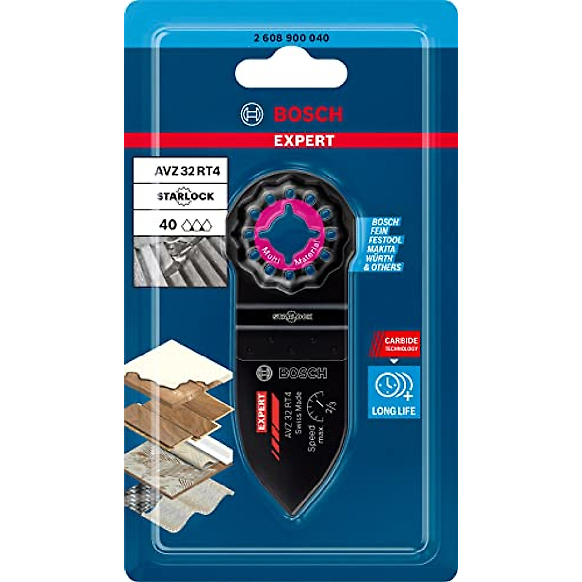 Bosch 1x Expert AVZ 32 RT4 Sanding Fingers (for Paint on Wood, Laminate, Width 32 mm, Professional Accessory Multitool)