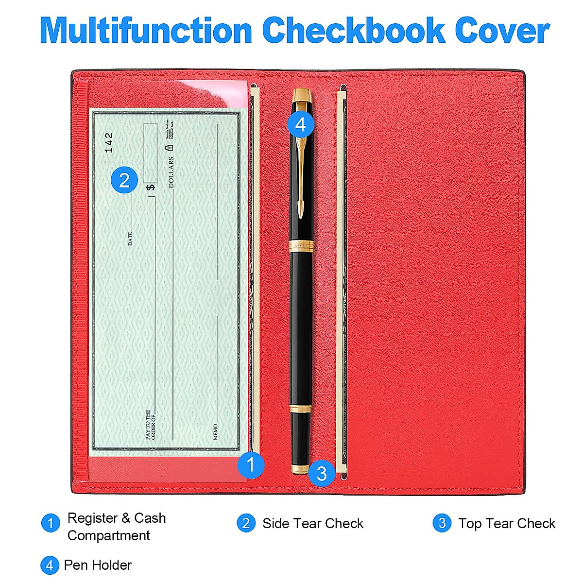 CASMONAL Premium Leather Checkbook Cover for Men and Women Checkbook Holder Wallet RFID Blocking