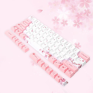 Hopcd Five-Faced Dyed Anime Style PBT Mechanical Keyboard Replacement Bouton Keycaps Set DIY Sublimation PBT Keycaps - 73PCS(Cherry-Blossom)
