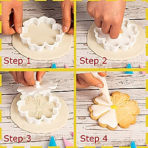 Flycalf Sunflower Cookie Cutters Flower with Plunger Stamps Holiday PLA Baking Accessories Cutter Molds Decorative Party 3.5" Kitchen Cake Supplies