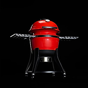 Kamado Joe KJ15040320 Kettle Joe 22 inch Charcoal Grill with Hinged Lid, Cart, and Side Shelves, Blaze Red