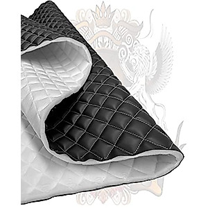 Vinyl Soft Grain Fine Thread Quilted Foam Fabric with 3/8" Foam Backing Upholstery / 52" Wide/Sold by The Yard/FABRIC EMPIRE - Black, White Thread Diamond 2" x 2"