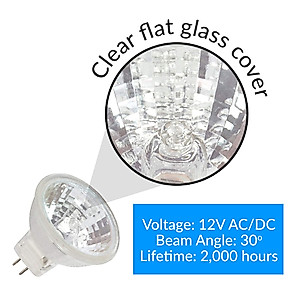 Simba Lighting MR11 Halogen 20W 12V FTD Spotlight Light Bulbs (6 Pack) 2-Pin 220lm for Landscape, Accent, Track Lights, and Fiber Optics, GU4 Bi-Pin Base, Glass Cover, Warm White 2700K Dimmable