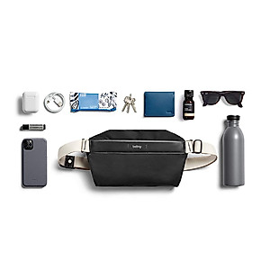 Bellroy Sling Mini Bag - Premium (Leather Crossbody Bag For Women, Men, 4L) - Black Sand