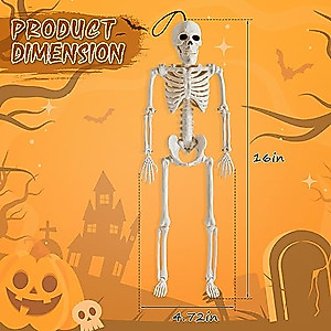 Bstoyder 6 PCS Halloween Skeletons Decorations, 16" Full Body Posable Joints Hanging Skeletons, Spooky Skeleton Plastic Bones for Halloween Indoor Outdoor Decor, Party Props, Graveyard, Haunted House