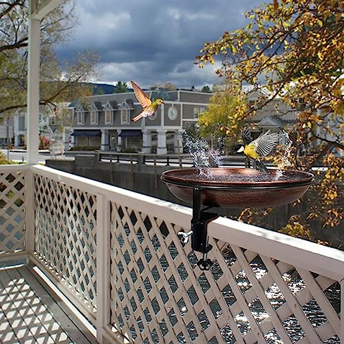 DREAMSOUL Deck Mounted Bird Bath Metal Birdbath Bowl Unheated with ...