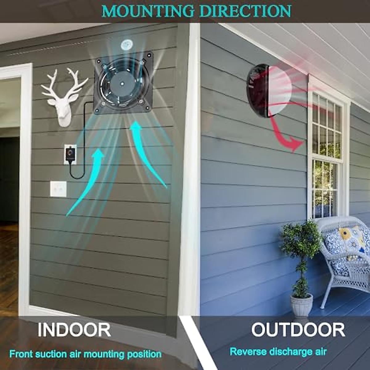 BASOOK 6 Inch Kitchen Exhaust Fan - Powerful and Efficient with Stepless Speed Control. Ideal for Through-Wall Ventilation in Bathroom, Garage, and More. Easy DIY Install.