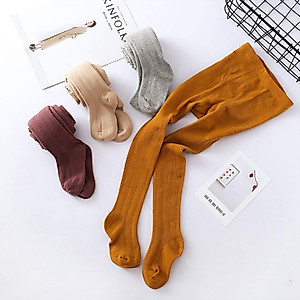 Zando Baby Girl Tights Ultra Soft Toddler Tights for Girls Cotton Cable Knit Baby Girls Leggings Infant Warm Pants Stockings Winter Stockings 0-6 Months Black & White & Pink & Nude