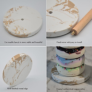 CKBASE Donut Stand,Doughnut Display Holder For Party,Rustic Bagel Stacker Tower,Heavy Marble Base,Wood Stick Pole,Table top decor for Wedding birthday baby shower engagement buffet serving…