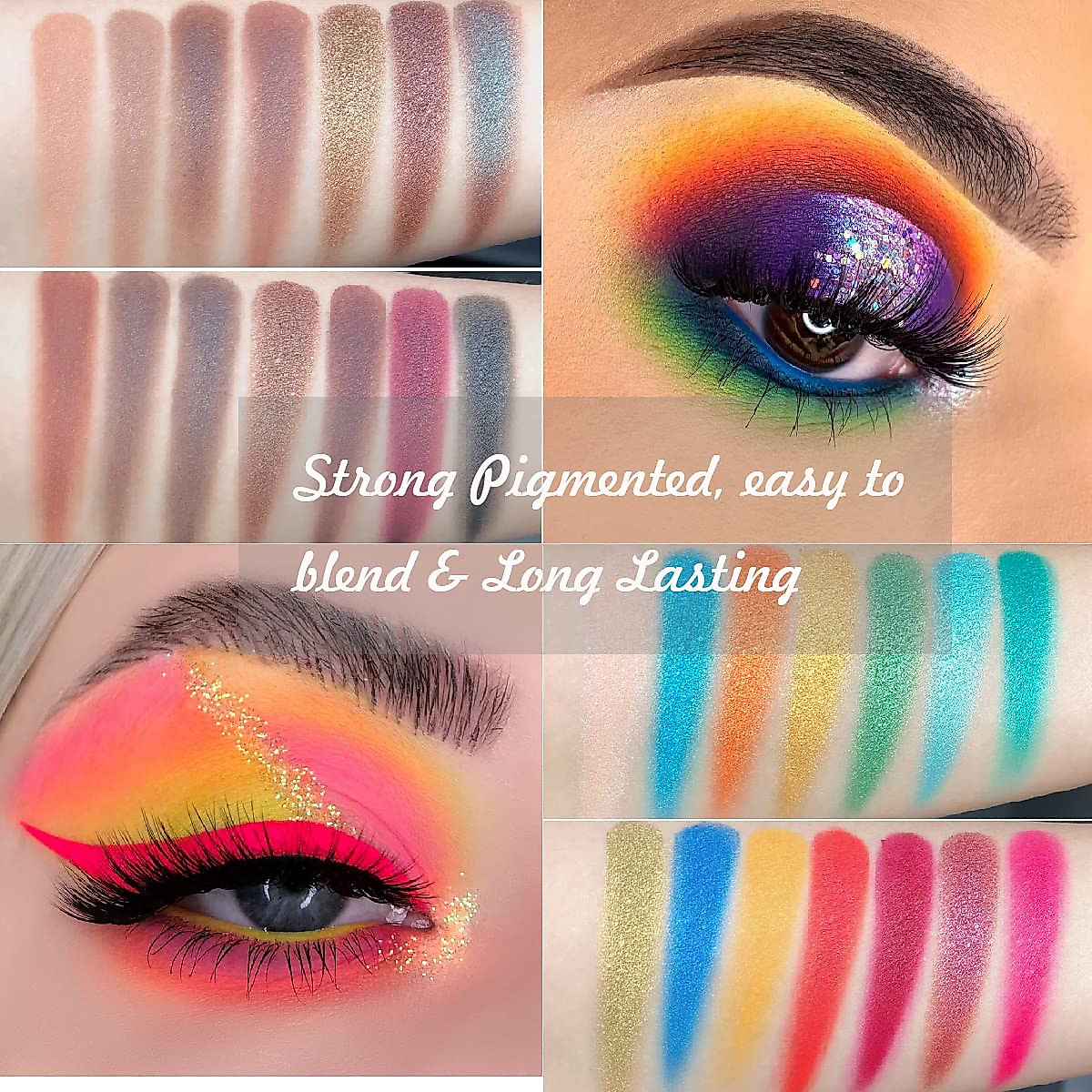 Gorgeous Me Make Up Palette Eye Shadow 63 Colors Eyeshadow Pallet Pigmented Matte Shimmers Metallic Blendable Waterproof with Makeup Brush and Powder Blender