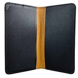 Oberon Design Sunflower Embossed Genuine Leather Checkbook Cover, 3.5x6.5 Inches, Marigold, Made in the USA