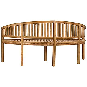 Modern Style,Banana Bench,Patio Bench,Garden Bench,Park Bench,Outdoor Bench, Front Porch Chair,with Backrest and Armrests,for Garden,Patio,Porch, Poolside,Balcony,Lawn,Park,Deck, 70.9"Solid Teak Wood