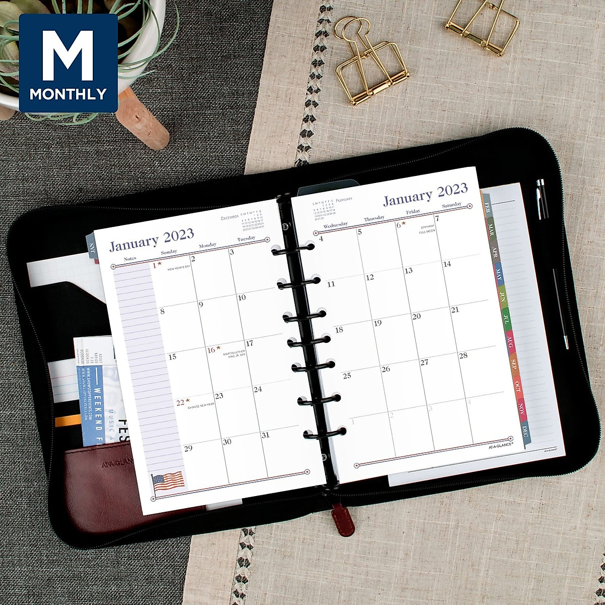 AT-A-GLANCE Charles Wysocki 2023 RY Daily Monthly Planner Refill, Loose-Leaf, Desk Size, 5 1/2" x 8 1/2"