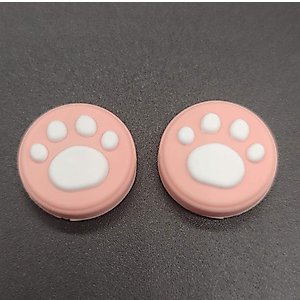 2 x Silicone Analog Controller Thumb Stick Joystick Grips Cap for Switch NS & Switch Lite Controller Joy-Con ThumbStick Cute Cat Paw Claw (Pink-White)