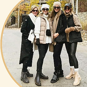 FULLSOFT Fleece Lined Leggings Women Tummy Control High Waisted Workout Winter Warm Soft Yoga Pants(Black,Large-X-Large)