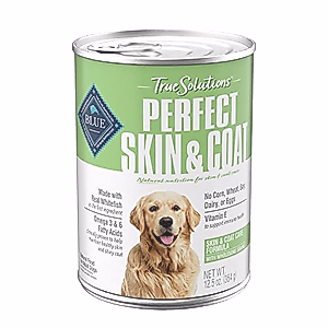 Blue Buffalo True Solutions Skin & Coat Care Adult Wet Dog Food, Made with Natural Ingredients and Wholesome Grains, Whitefish, 12.5-oz. Cans (12 Count)
