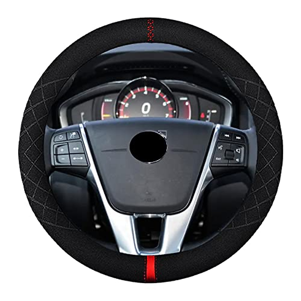 K LAKEY Suede Steering Wheel Cover,Compatible with Volvo S80 S60 XC60 V60 V70 Alcantara Leather Sport Non-Slip Wheel Cover Car Interior Accessories 15 inch for Man and Women