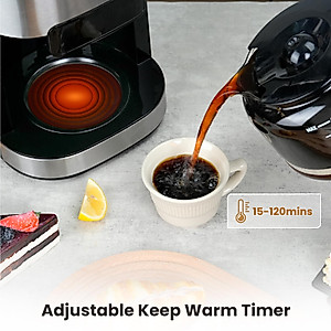 Gevi 10-Cup Drip Coffee Maker with Built-in Grinder, Programmable Brew Coffee Machine with Timer, Reusable Filter, 1.5L Water Tank, Coffee Pot, Warming Plate Burr Grinder Combo