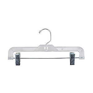 NAHANCO 611RC Super Heavy Weight Skirt/Slack Hanger, 12", Clear (Pack of 100)