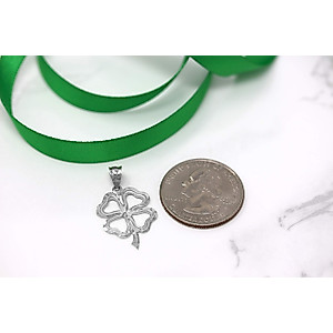 CaliRoseJewelry 14k Lucky Charm Four Leaf Clover Shamrock Irish Pendant in White Gold