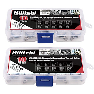 Hilitchi KSD301 20Pcs NO and NC Thermostat Temperature Thermal Control Switch Auto Reset 40C to 135C Thermal Control Switch Assortment Kit with Bimetal Disc. for Household Electric Appliances