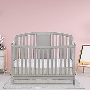Dream On Me Arc 4-In-1 Convertible Crib In Silver Grey Pearl, Greenguard Gold Certified, Three Mattress Height Settings, Made Of Sustainable Pinewood