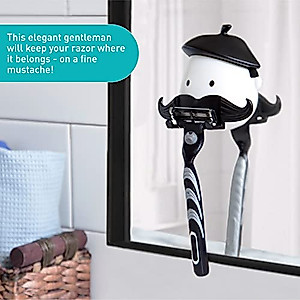 Peleg Design Mr. Razor, Suction Razor Holder, Shaving Razor Hook for Shower Bathroom Bath Mirror, Fun Unique Gift Idea Gifts for Dad